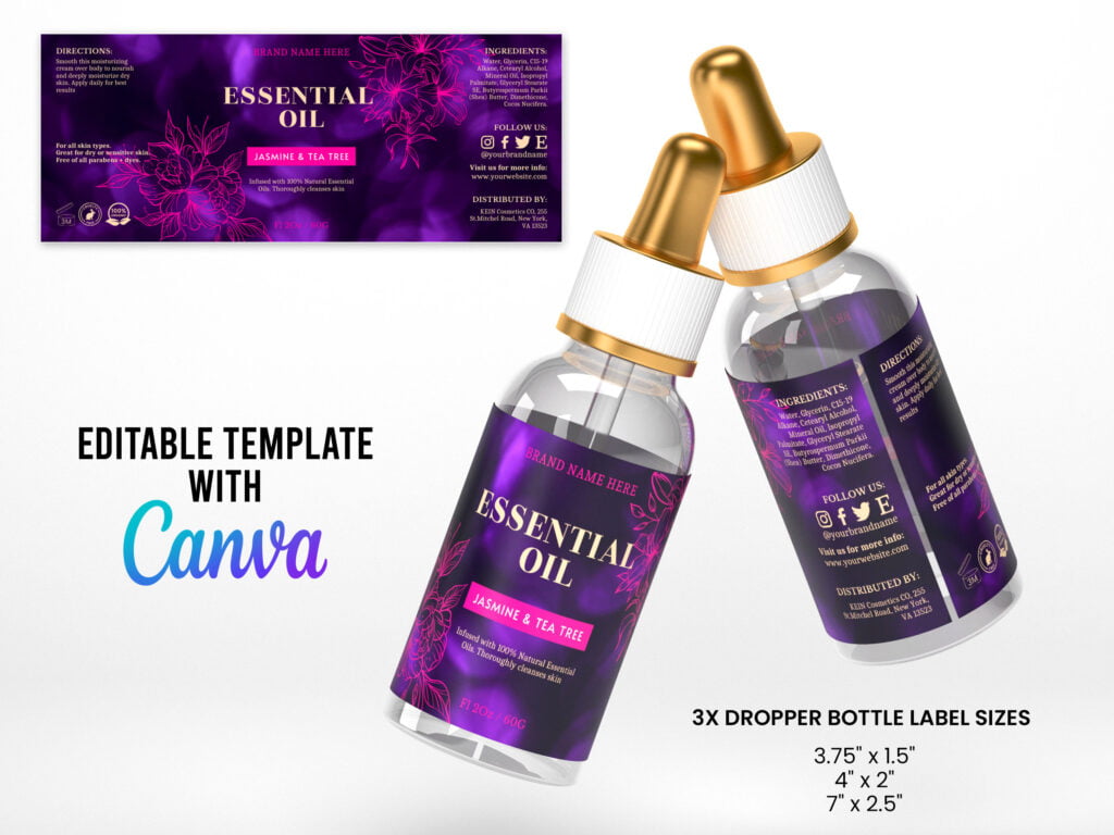Amazing Radiant Purple Product Label Template - DIY Editable Cosmetic ...