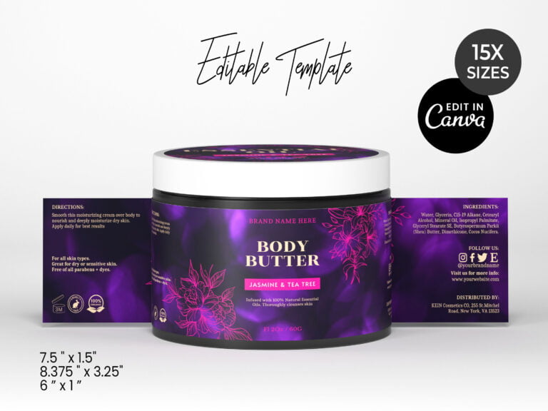 Amazing Radiant Purple Product Label Template - DIY Editable Cosmetic ...