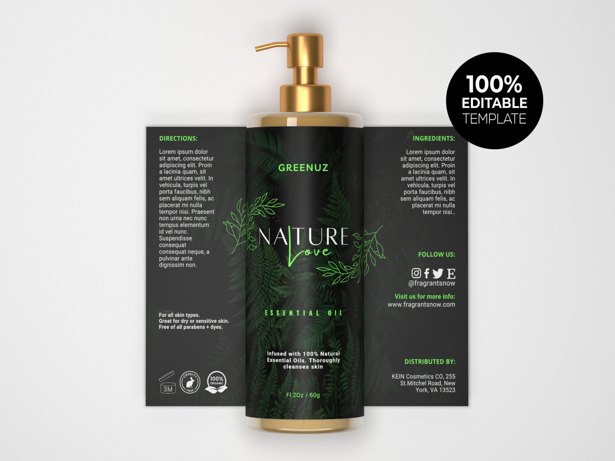 Minimalistic Nature Love Product Label Template - DIY Editable Cosmetic ...