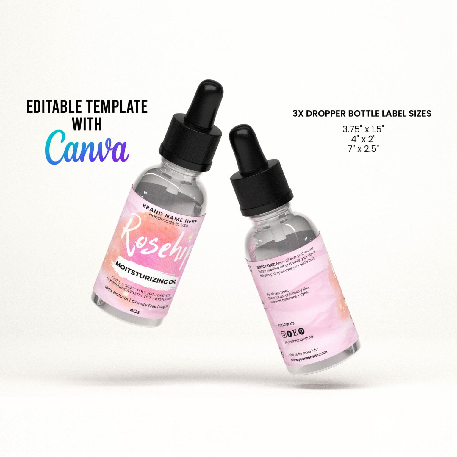 Stunning Rosehip Product Label Template - DIY Editable Cosmetic Label ...