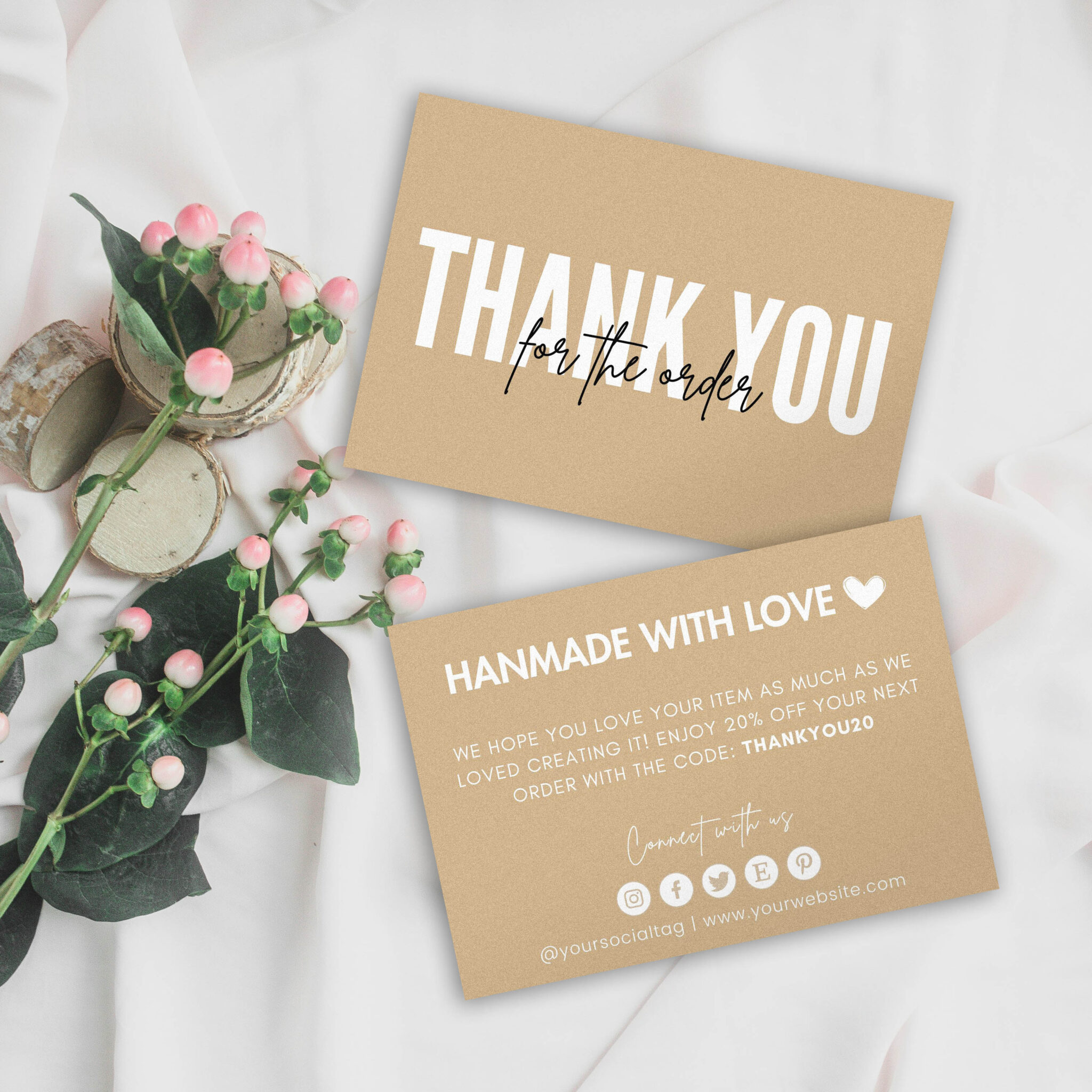 Canva Boho Style Editable Thank You Card Template, Editable Small ...